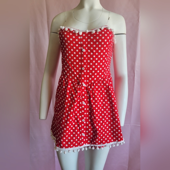 Pants & Jumpsuits | Retro Rockabilly Polka Dot Romper With Pompoms ...